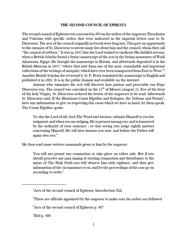 Second Council of Ephesus Overview | PDF | Council Of Chalcedon ...