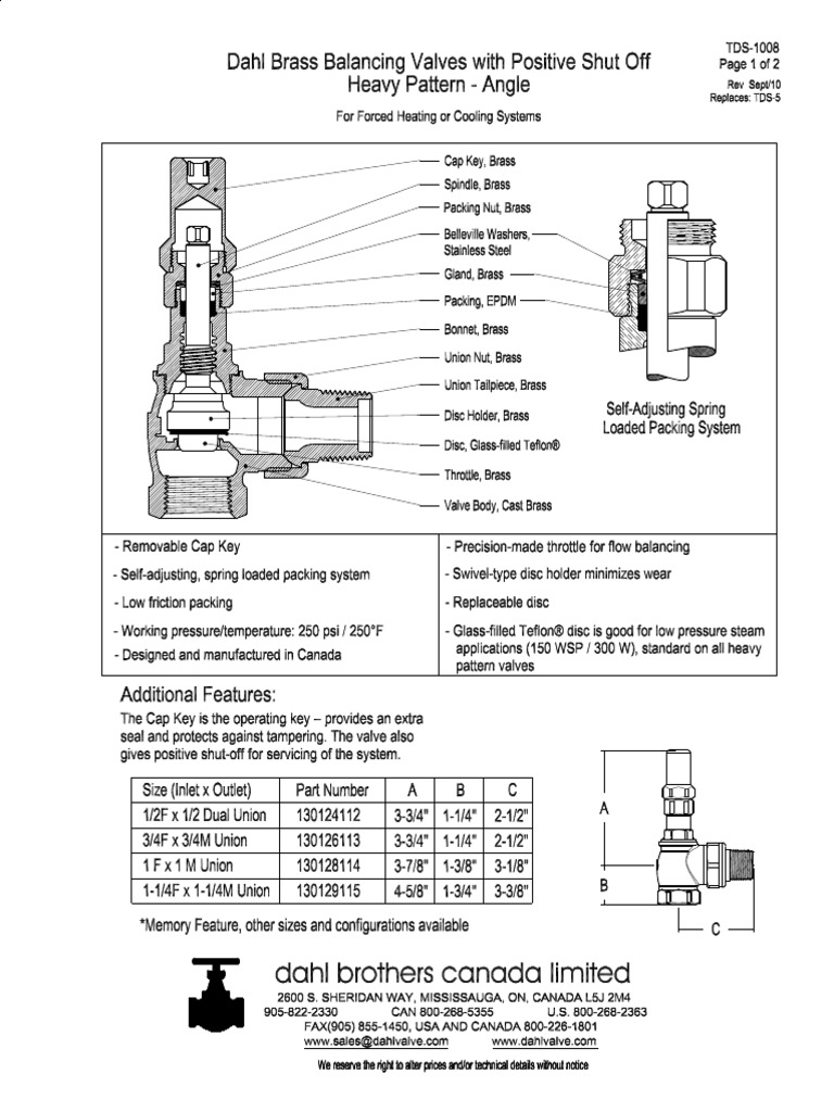 Dahl Balancing Valve TDS 1008 (13012 F X Un) | PDF | Valve | Building ...