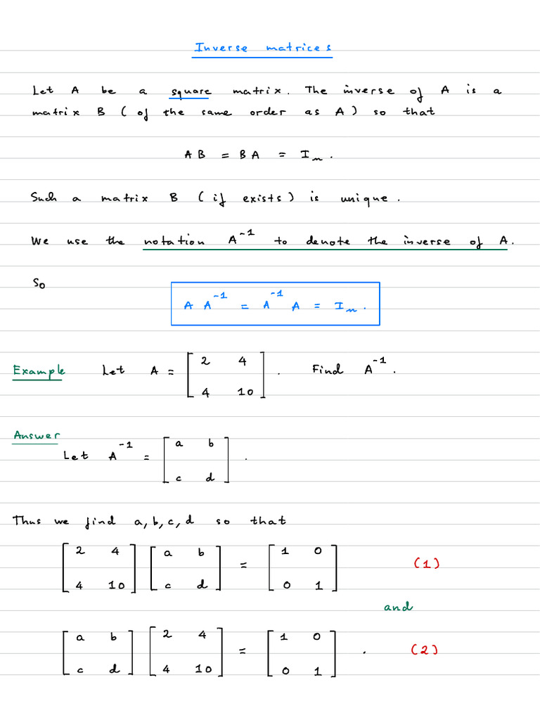 Inverse Matrices 2 | PDF | Matrix (Mathematics) | Linear Algebra