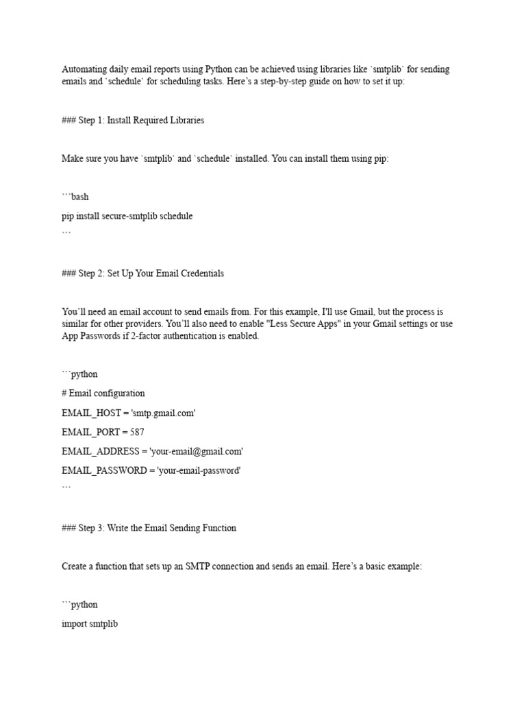 Automating daily email reports using Python can be achieved using ... Automating daily email reports using Python can be achieved using ...
