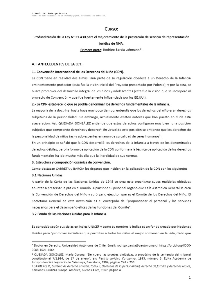 Análisis de la Ley N° 21.430 y la CDN | PDF | Derechos de los niños ...