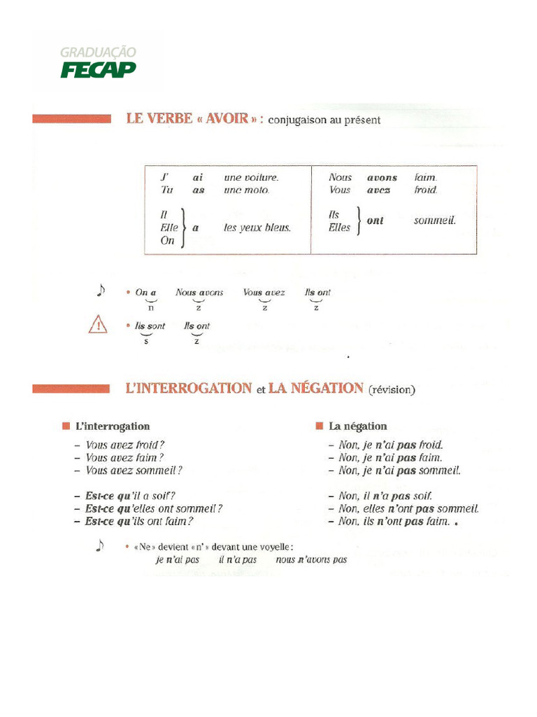 Le Verbe Avoir | PDF
