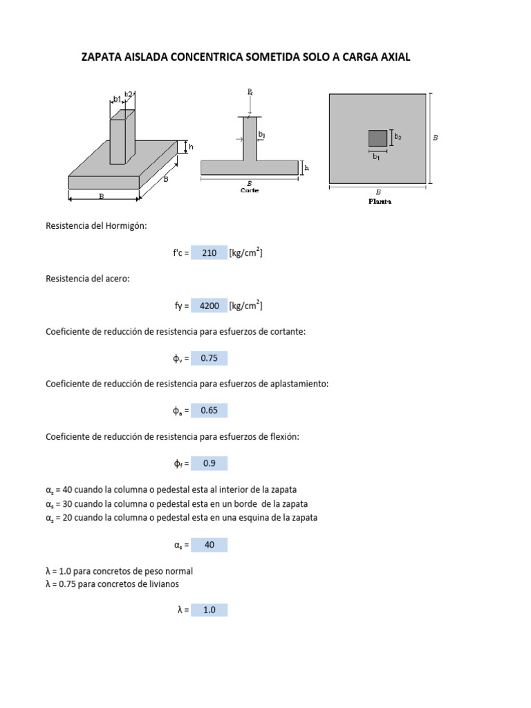 Zapata Concentrica 1 | PDF | Ingeniería estructural | Materiales de ...