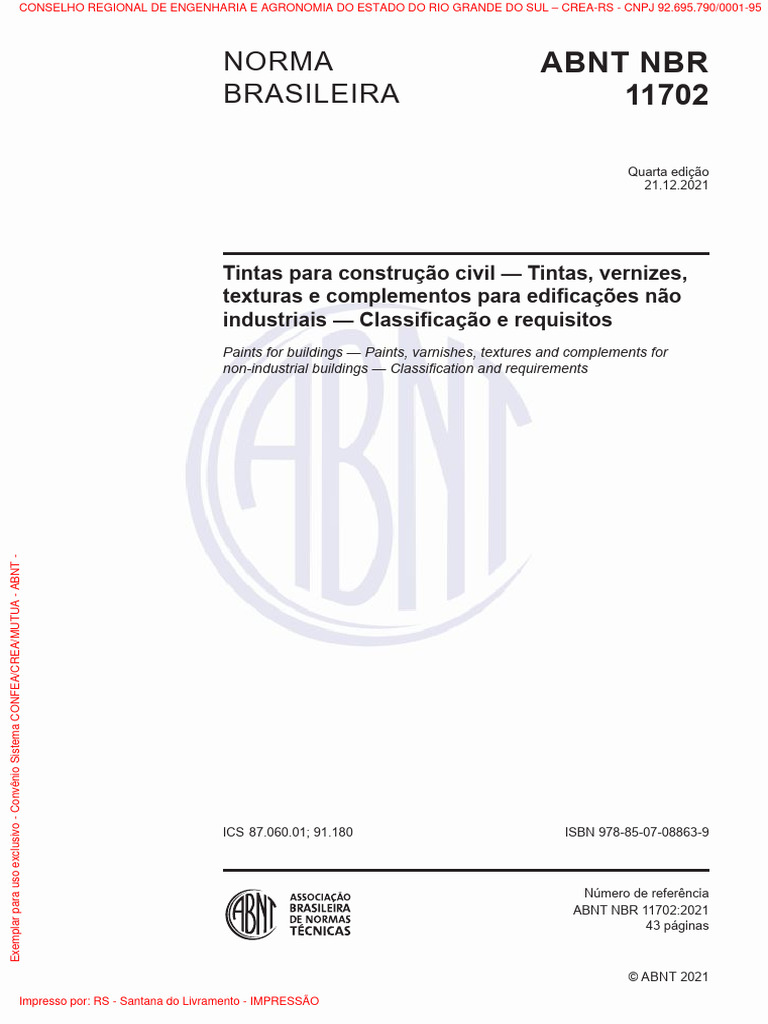 ABNT NBR 11702 2021 Unlocked | PDF | Tinta | Corrosão