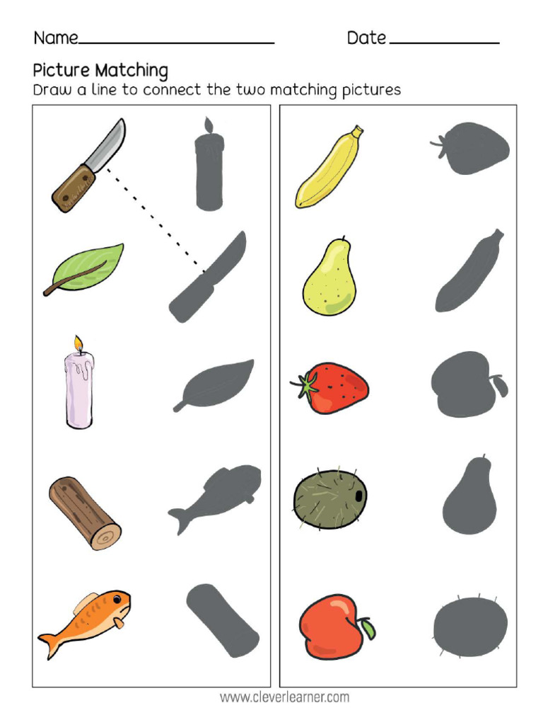 Picture Matching Preschool Activity Worksheet 10b | PDF