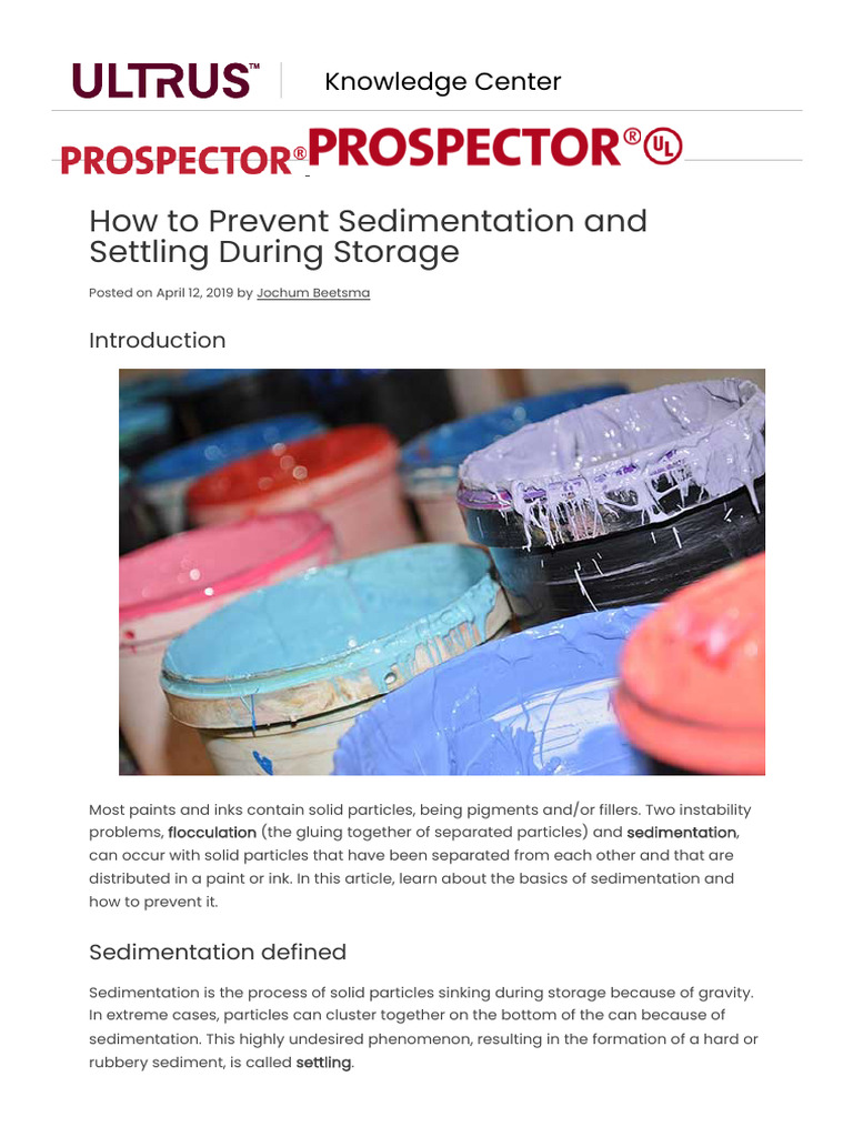 Sedimentation and Settling During The Storage of Paints and Inks | PDF ...