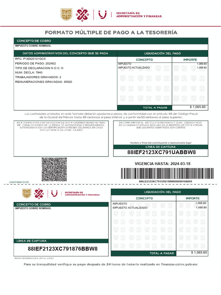 Declaración Impuesto sobre Nóminas 2024 | PDF