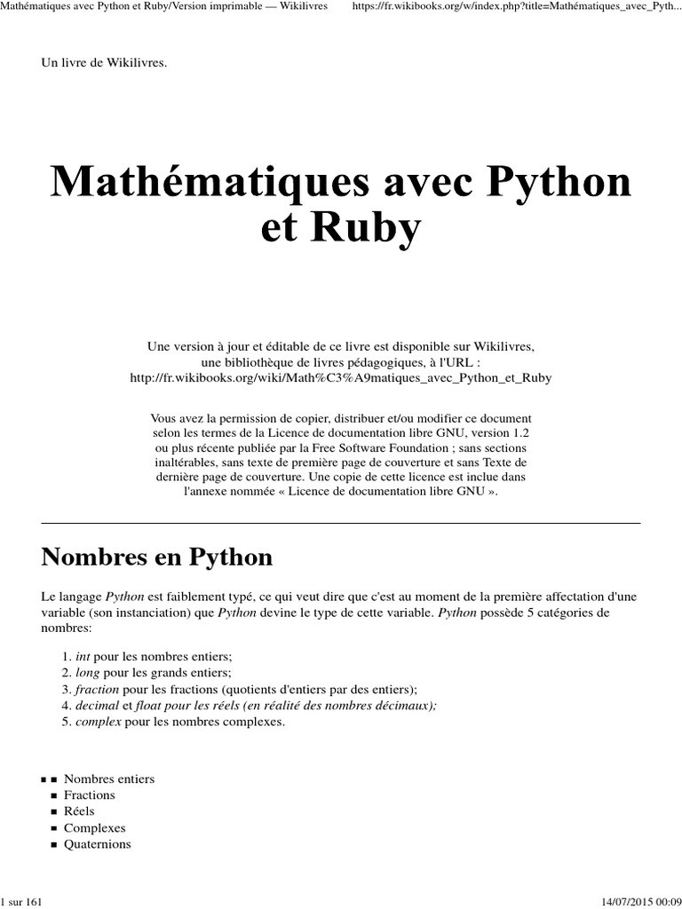 Mathématiques Avec Python Et Ruby-Fr | PDF | Division | Python (Langage ...