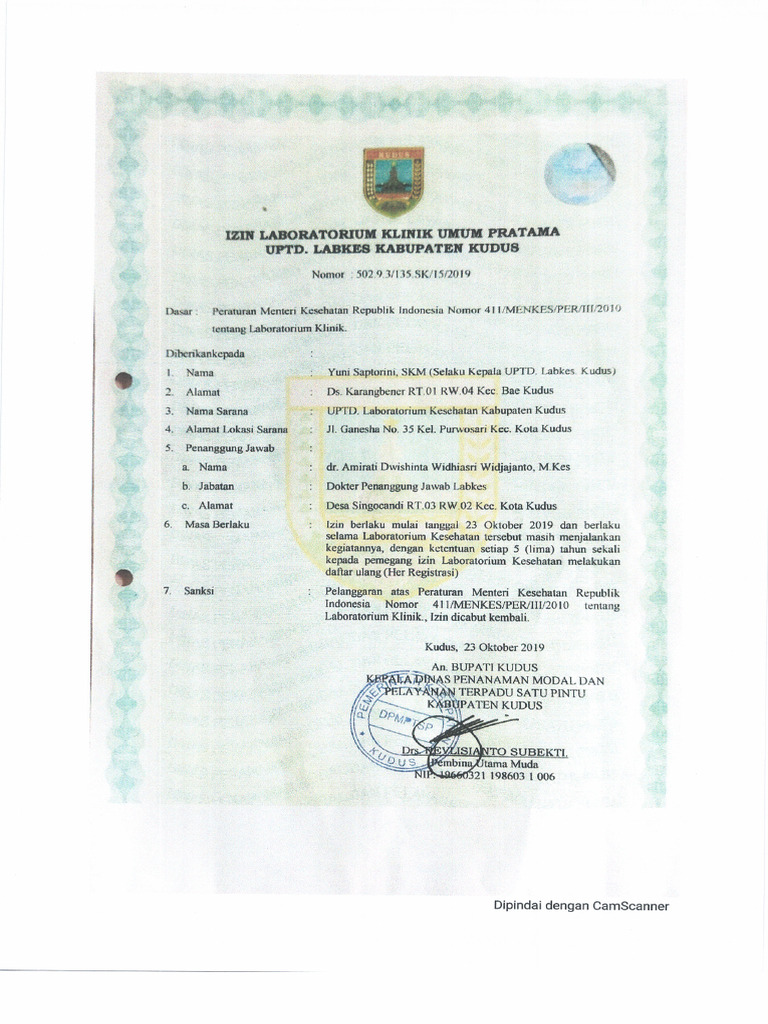 Surat Ijin Labkesda | PDF