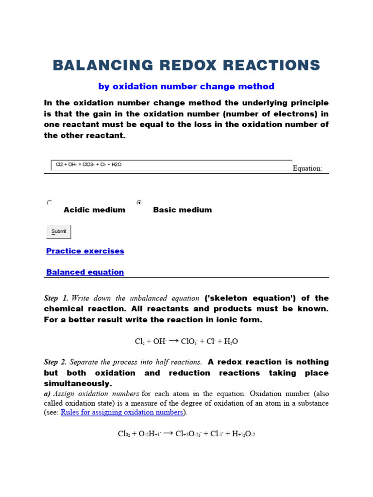 Balancing Equation | PDF | Redox | Chemical Reactions