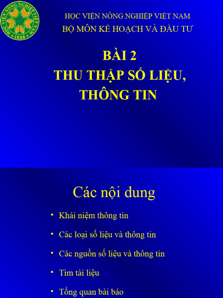 Bai 2 Thu Thap Thong Tin | PDF