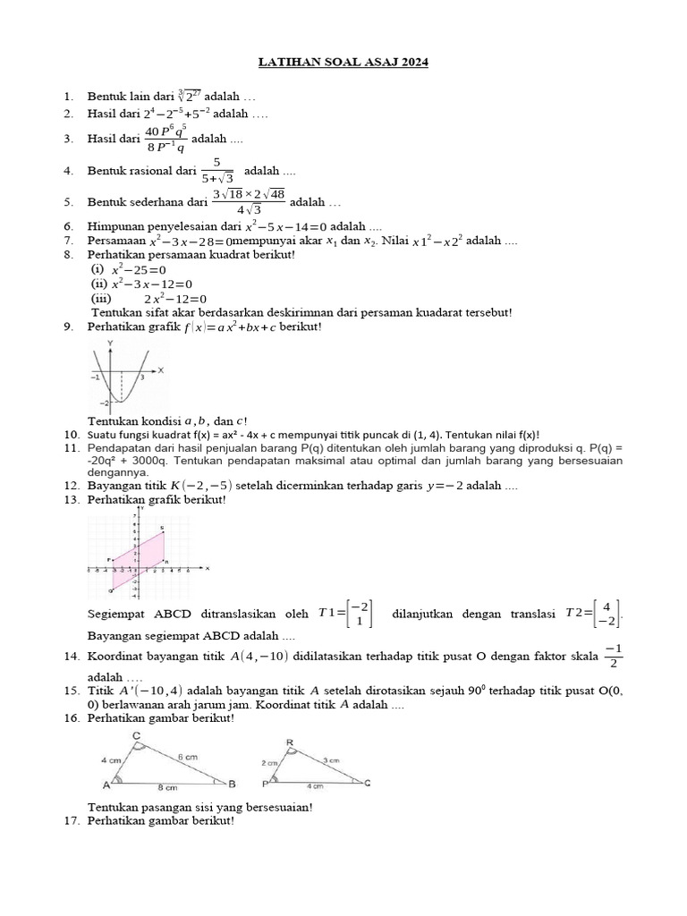 LATIHAN SOAL ASAJ 2024 Okkk | PDF