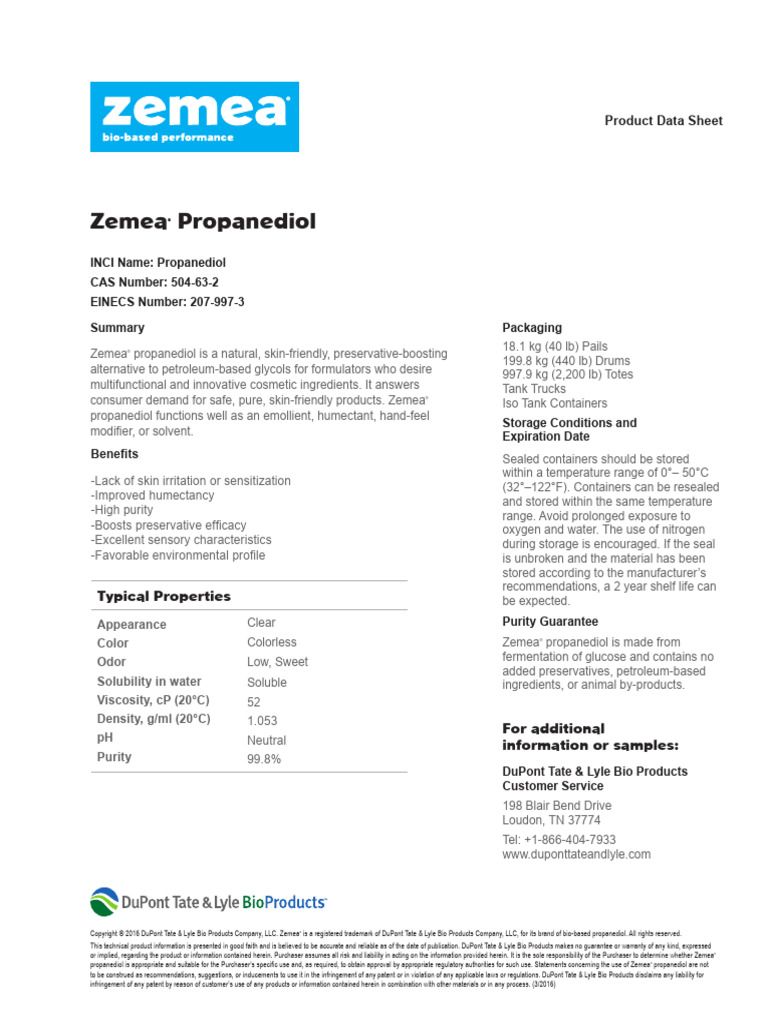 TDS ZEMEA Propanediol Leaflet@ 1 | PDF