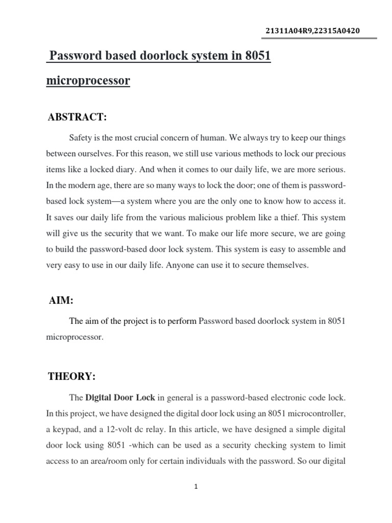 Password-Based Door Lock with 8051 | PDF | Microcontroller | Arduino