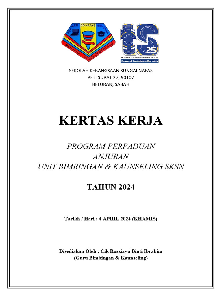 Program Perpaduan SK Sungai Nafas 2024 | PDF