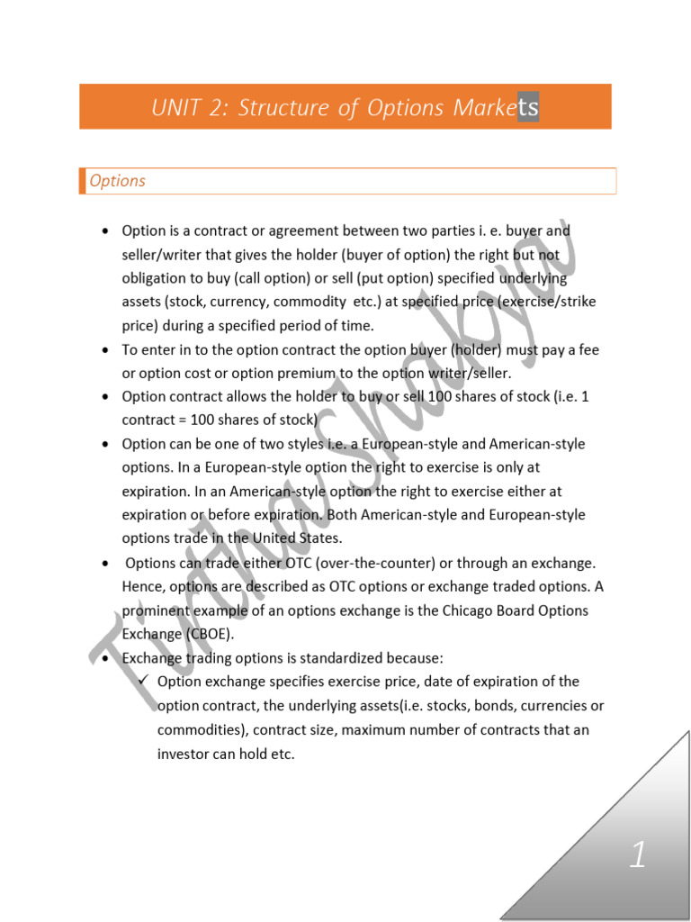 U-2 Structure of Options | PDF | Option (Finance) | Put Option