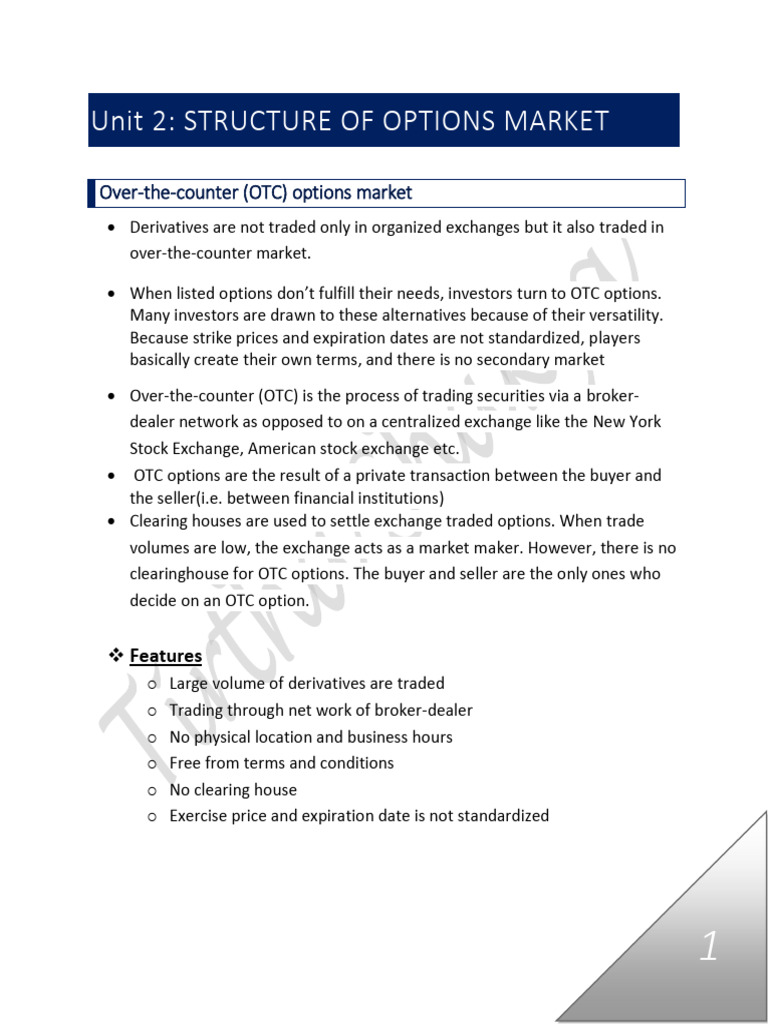 UNIT-2 Structure of Options Markets | Download Free PDF | Option ...