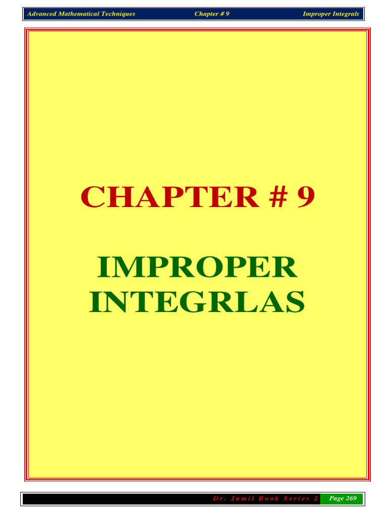 CH# 9 Improper Integrals | PDF | Infinity | Integral