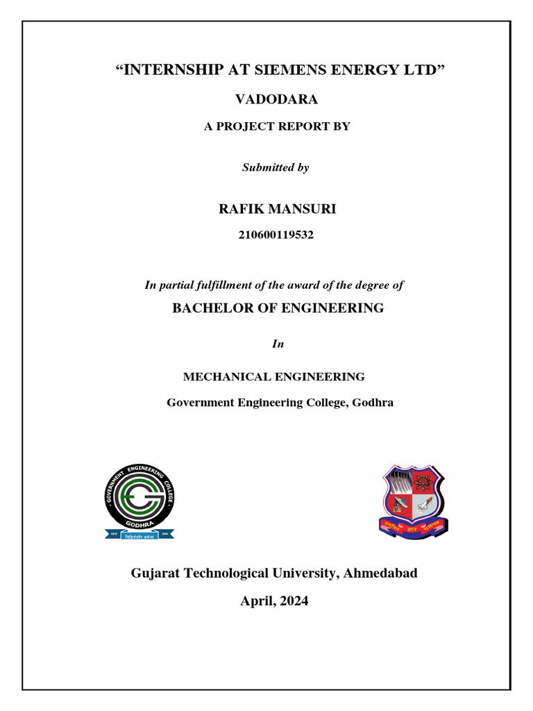 Internship at Siemens Energy | PDF | Turbine | Steam