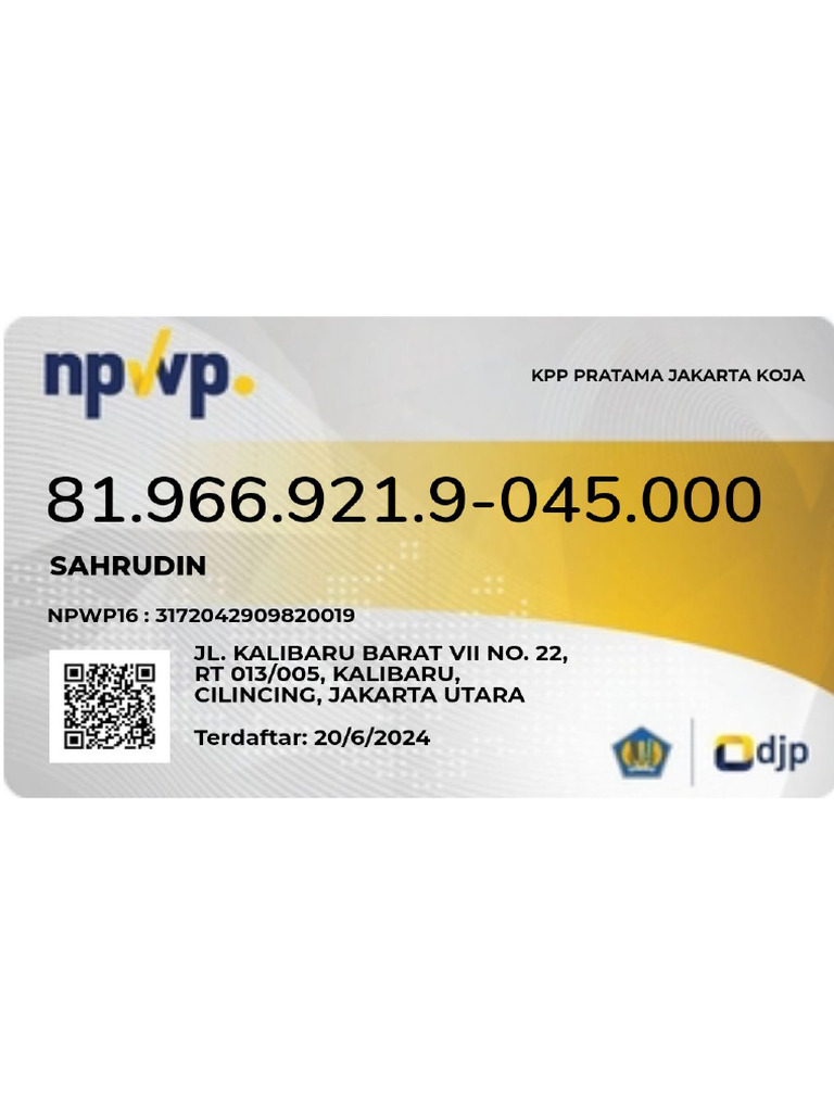 Contoh npwp | PDF