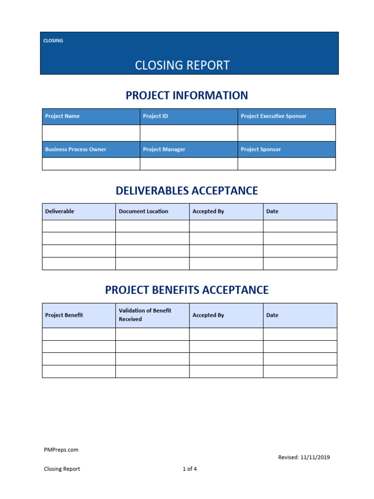 C-2 Project Benefits in Project Closing Report C-5 | PDF | Information ...