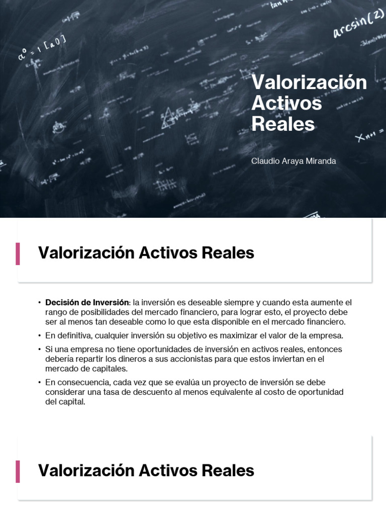 CLASE 1 Valor Activos Reales UNAP 2024 | PDF | Tasa interna de retorno ...