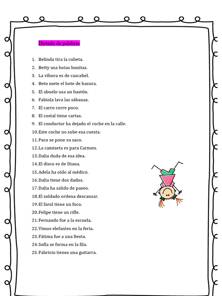 Dictado de oraciones para niños | PDF | Hogar, jardinería y bricolaje ...