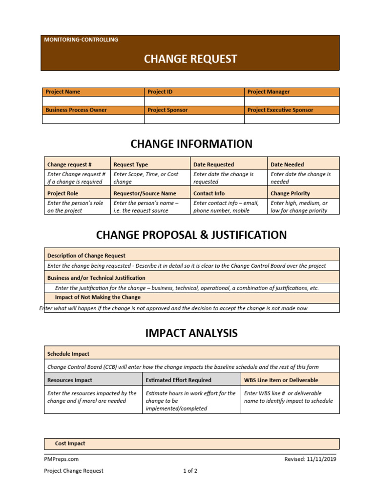 M-2 Change Request Form | PDF | Business