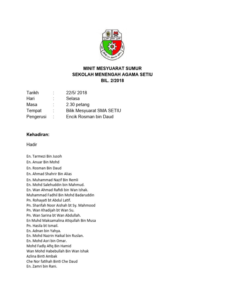 Minit Mesyuarat Majlis Berbuka Puasa 2018 | PDF