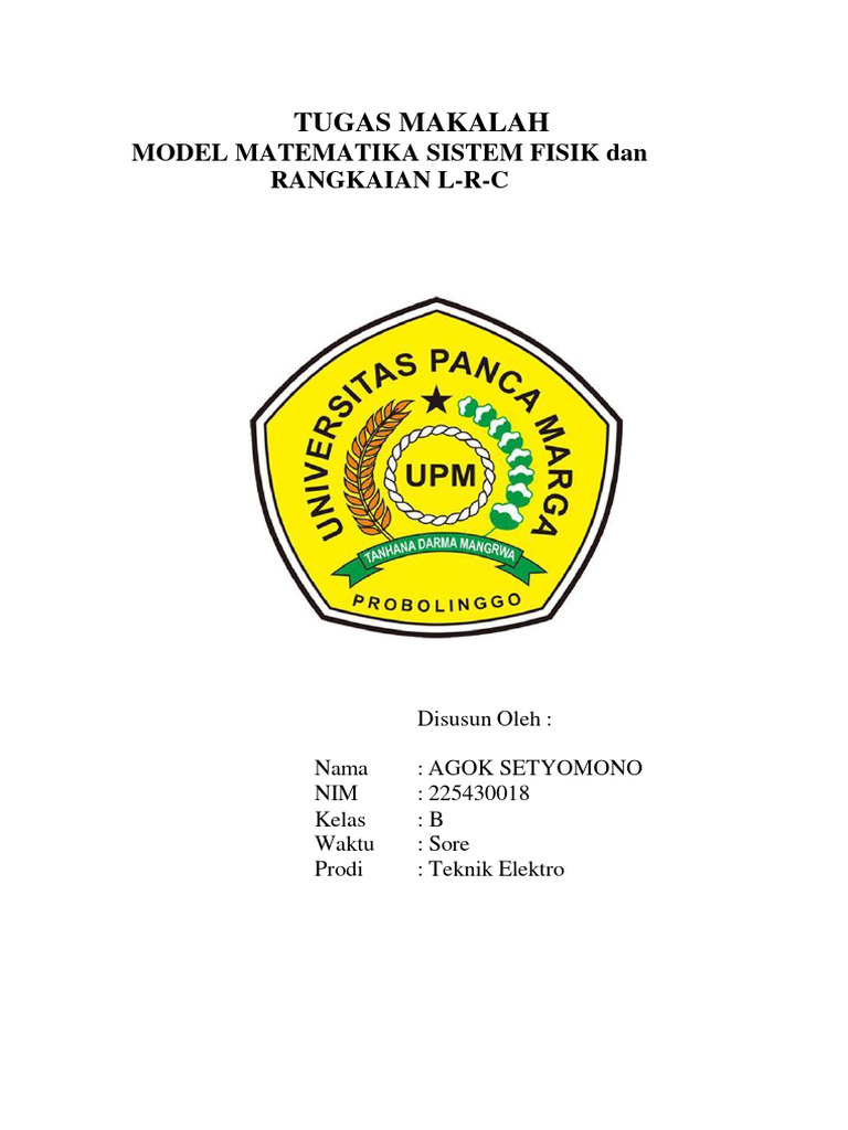 Tugas Model Matematika Sistem Fisik Dan Rangkaian R-L-C | PDF