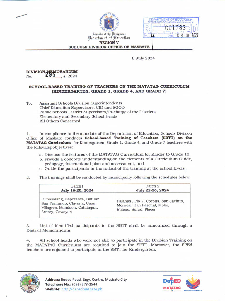 Div Memo 295 2024 | PDF