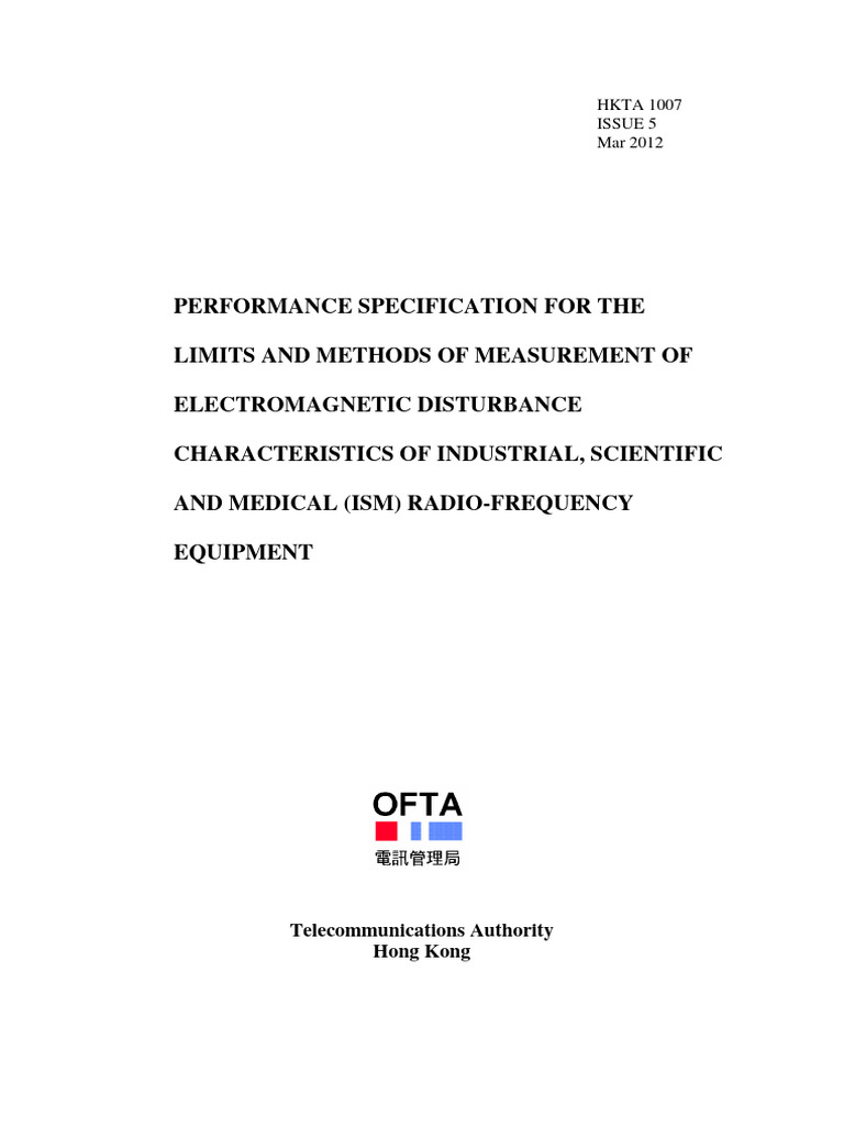 Hkta1007 PERFORMANCE SPECIFICATION FOR THE LIMITS AND METHODS OF ...