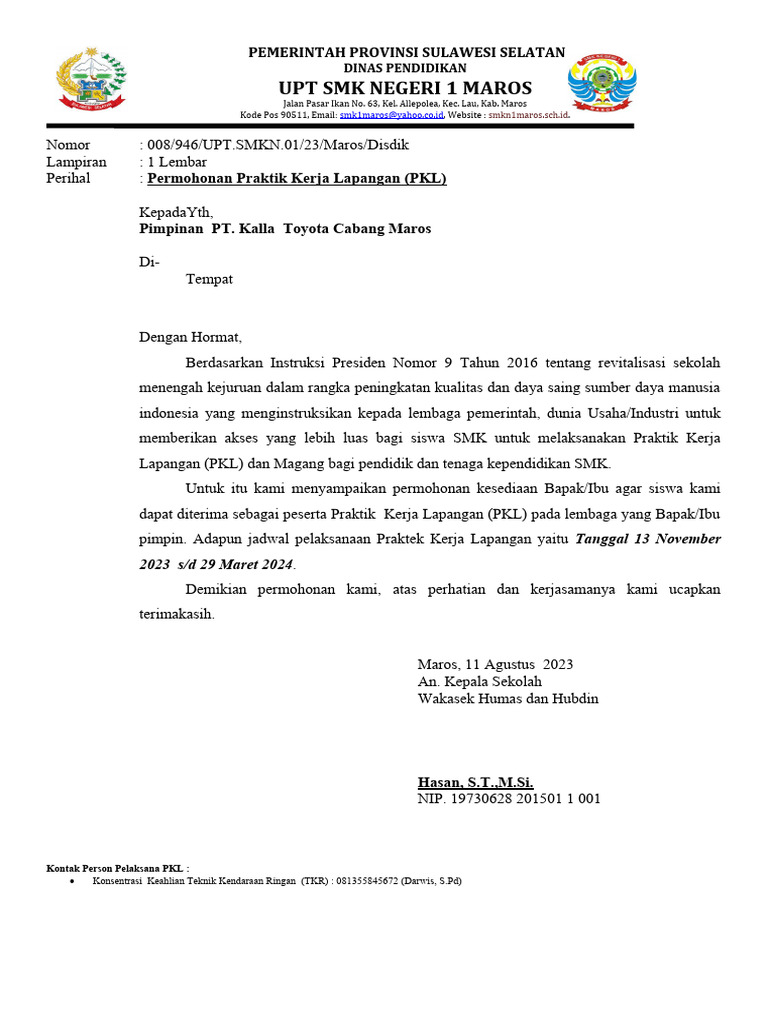 Surat Permohonan TKRO 2023-2024 REVISI LAMPIRAN | PDF