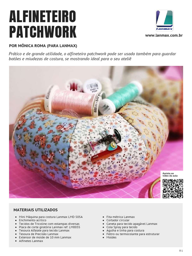E Book Lanmax Alfineteiro Patchwork | PDF | Costura | Têxteis