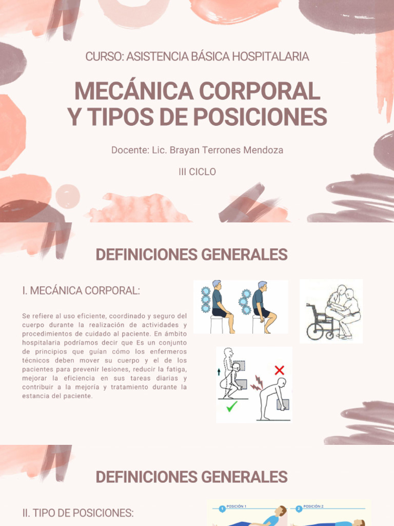Mecanica corporal diapositivas | PDF