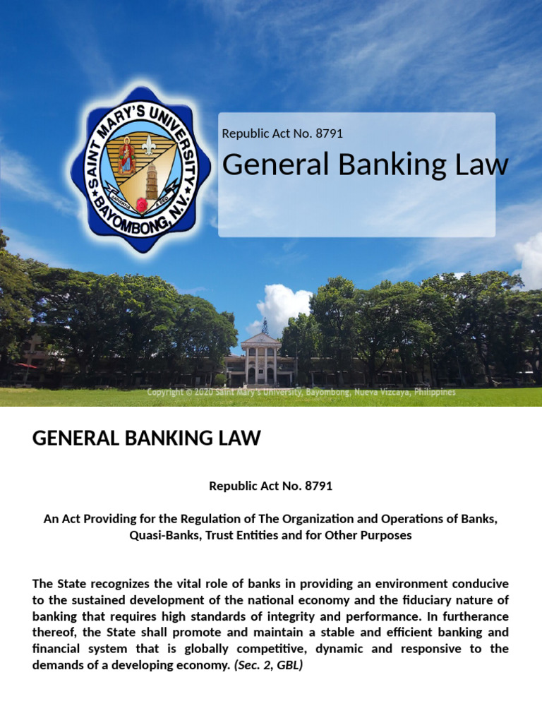Banking General Banking Law Pdf Banks Loans