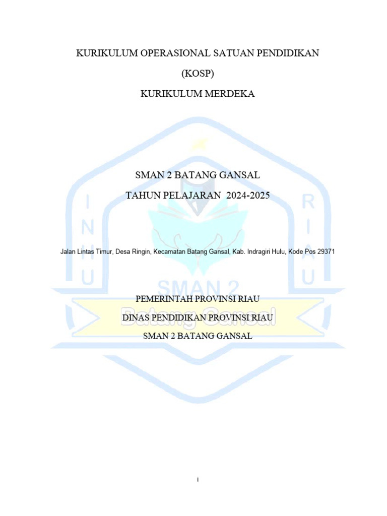 Lembar Pengesahan KOSP | PDF