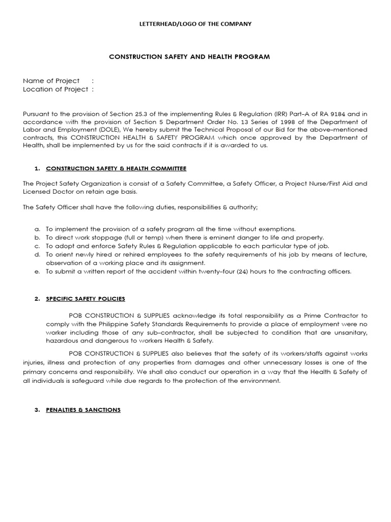 Construction Safety and Health Program | PDF | Employment | Safety