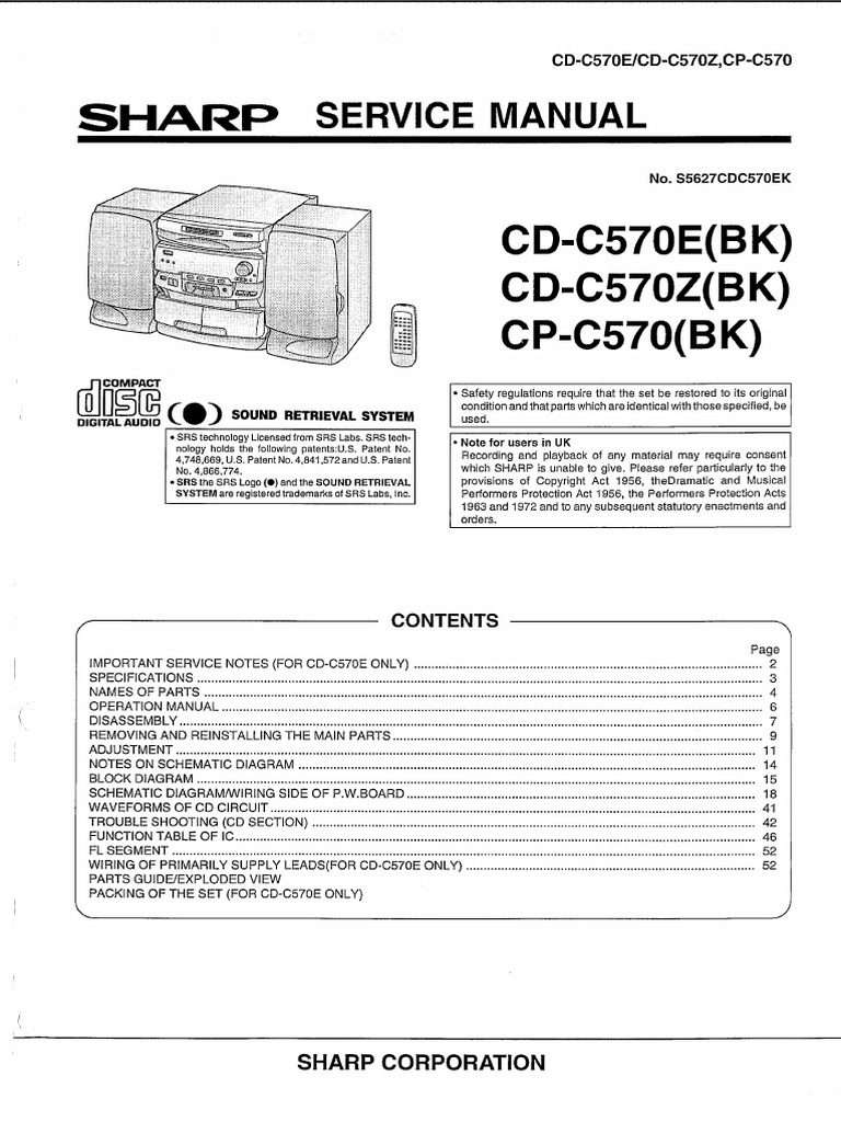 Sharp cd-c570 cp-c570 Mini Component System | PDF