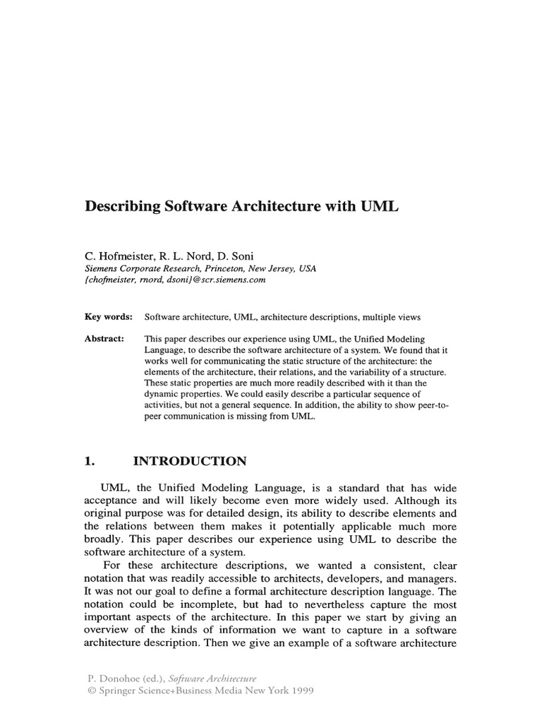 Describing Software Architecture with UML | Download Free PDF | Unified ...