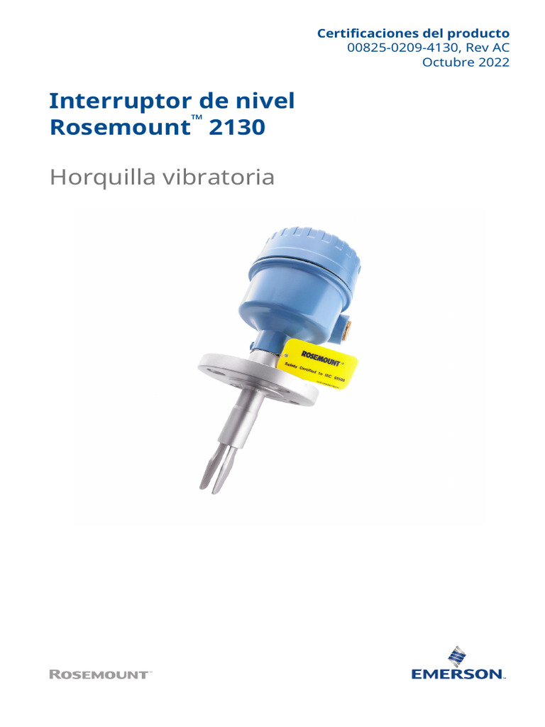 Certificaciones Del Producto Interruptor de Nivel Rosemount 2130 Es Es ...