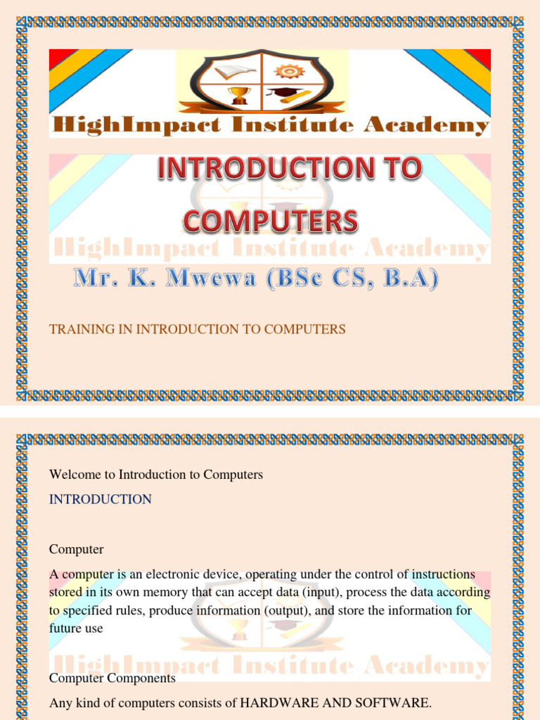 Introduction to Computer Basics | PDF | Computer Hardware | Application ...