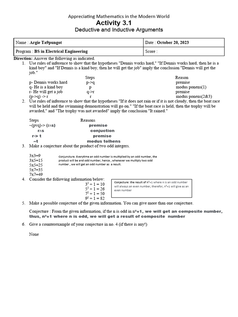 MMW Activities Final | PDF | Mathematics