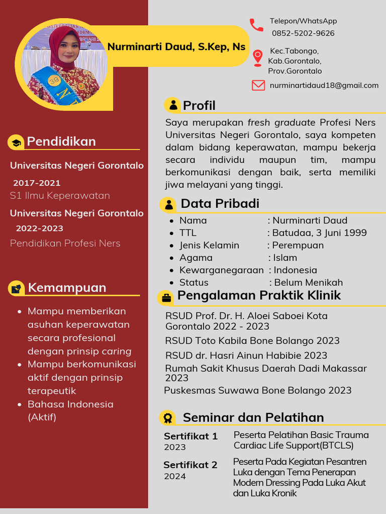 CV Dan Pasfoto Nurminarti Daud | PDF