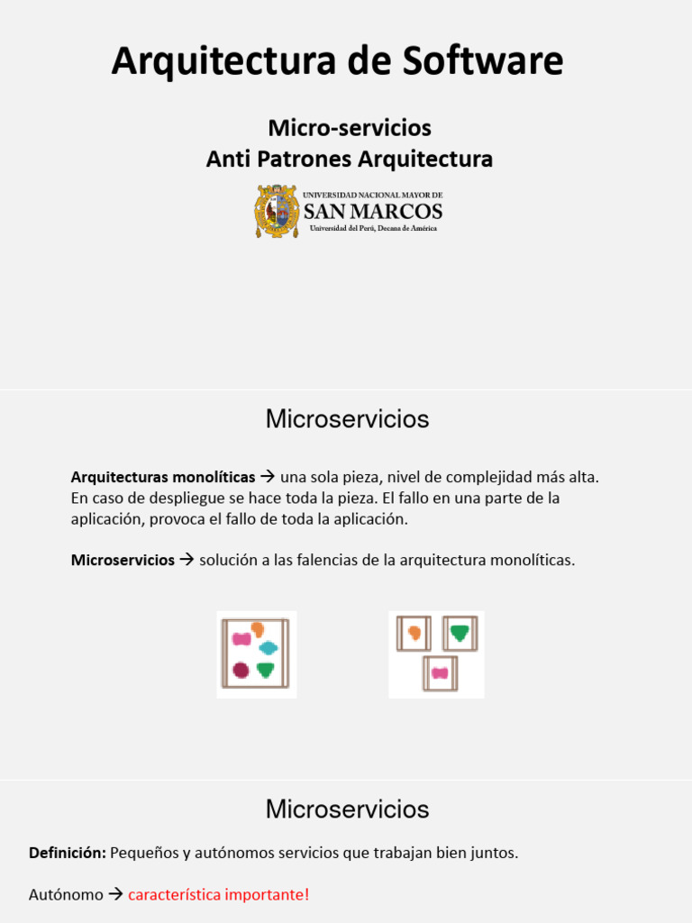 Arquitectura de Software Micro-Servicios Anti Patrones Arquitectura | PDF | Escalabilidad ...