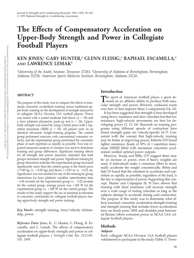The Effects of Compensatory Acceleration On.1 | PDF | Strength Training ...