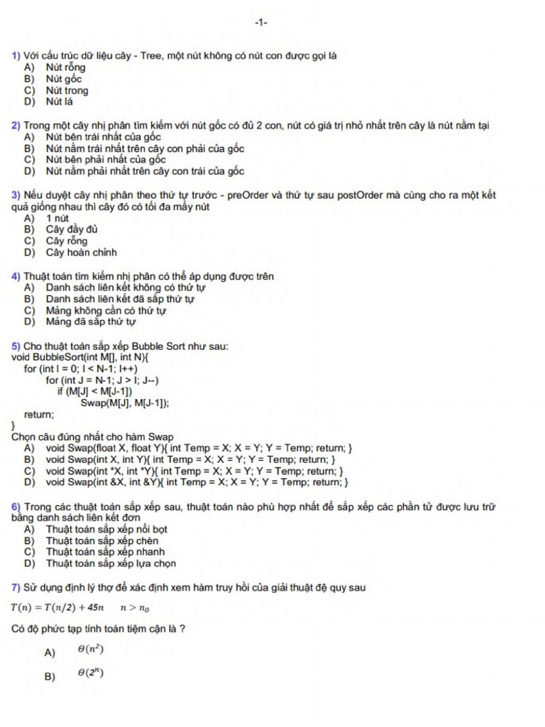 Đề luyện tập CTDL | PDF