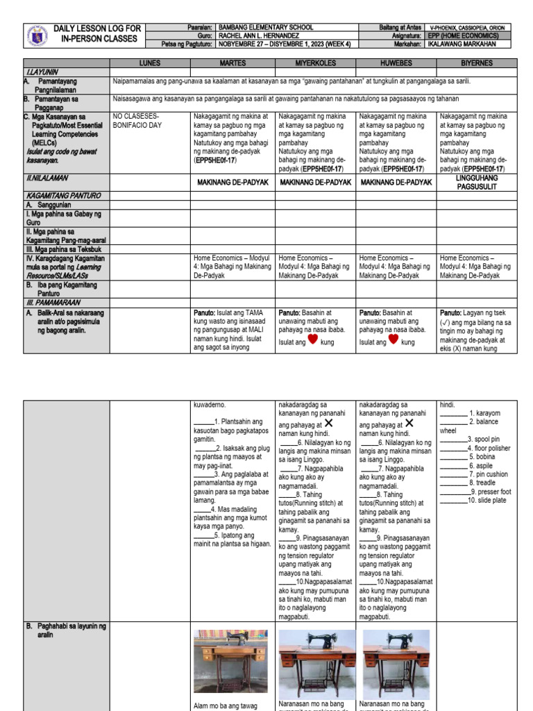 G5 Q2W4 DLL EPP HE MELCs | PDF