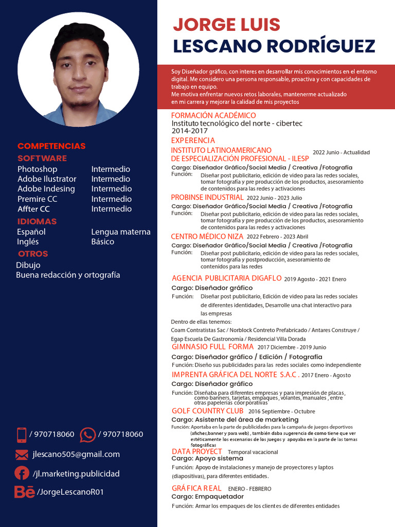 CURRICULUM VITAE - JORGE LUIS LESCANO RODRIGUEZ | Descargar gratis PDF | Diseño gráfico | Publicidad