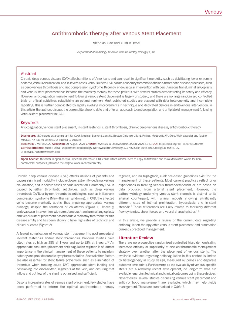 Stent Venoso | Download Free PDF | Thrombosis | Stent